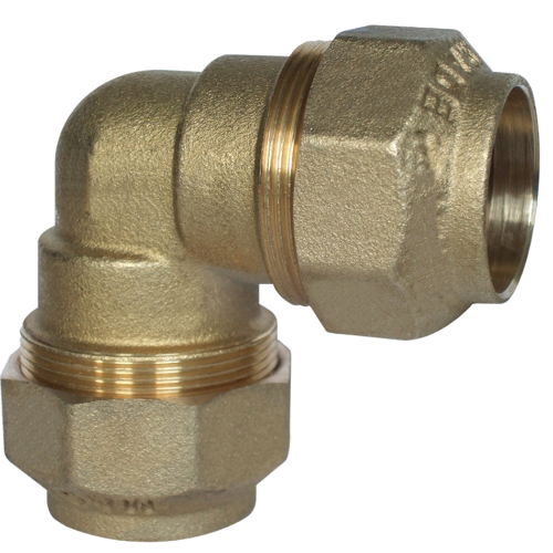 Raccordo a compressione per tubi PE - PP - PPR gomito uguale Passante in ottone RACCORDERIE ...